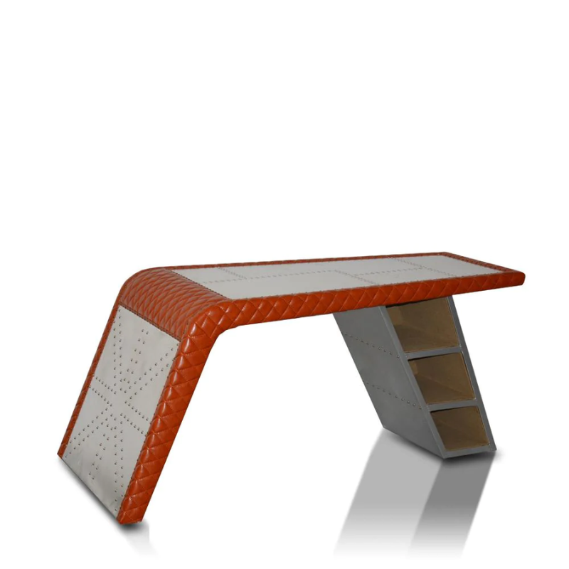 Aviator Office Desk with Brazilian Leather – HOMEBELLA